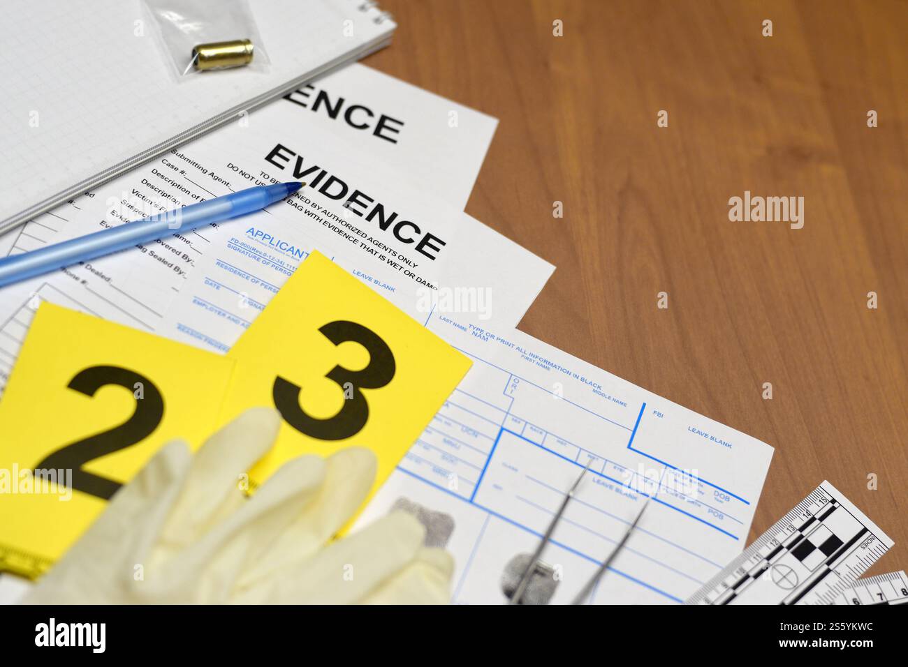 Paperwork during crime scene investigation process in csi laboratory ...