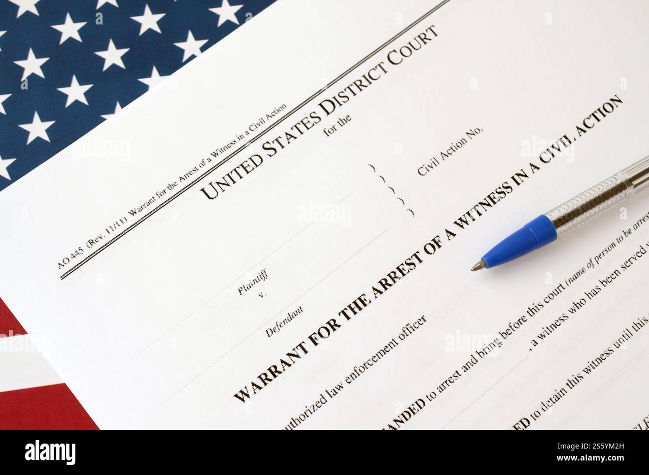 District court warrant for the arrest of a witness in a civil action ...