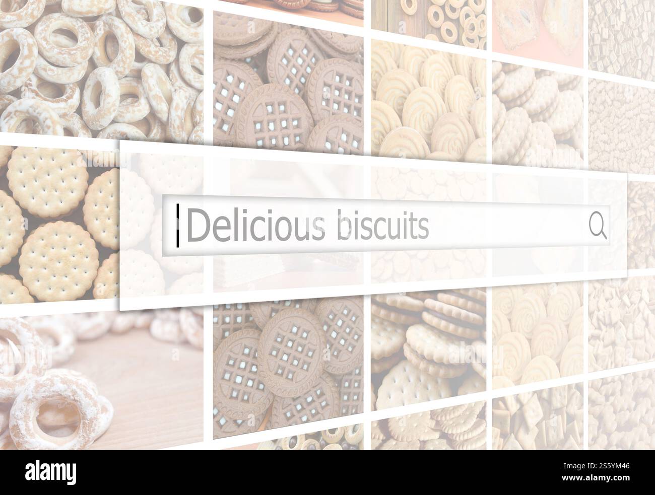 Visualization of the search bar on the background of a collage of many ...