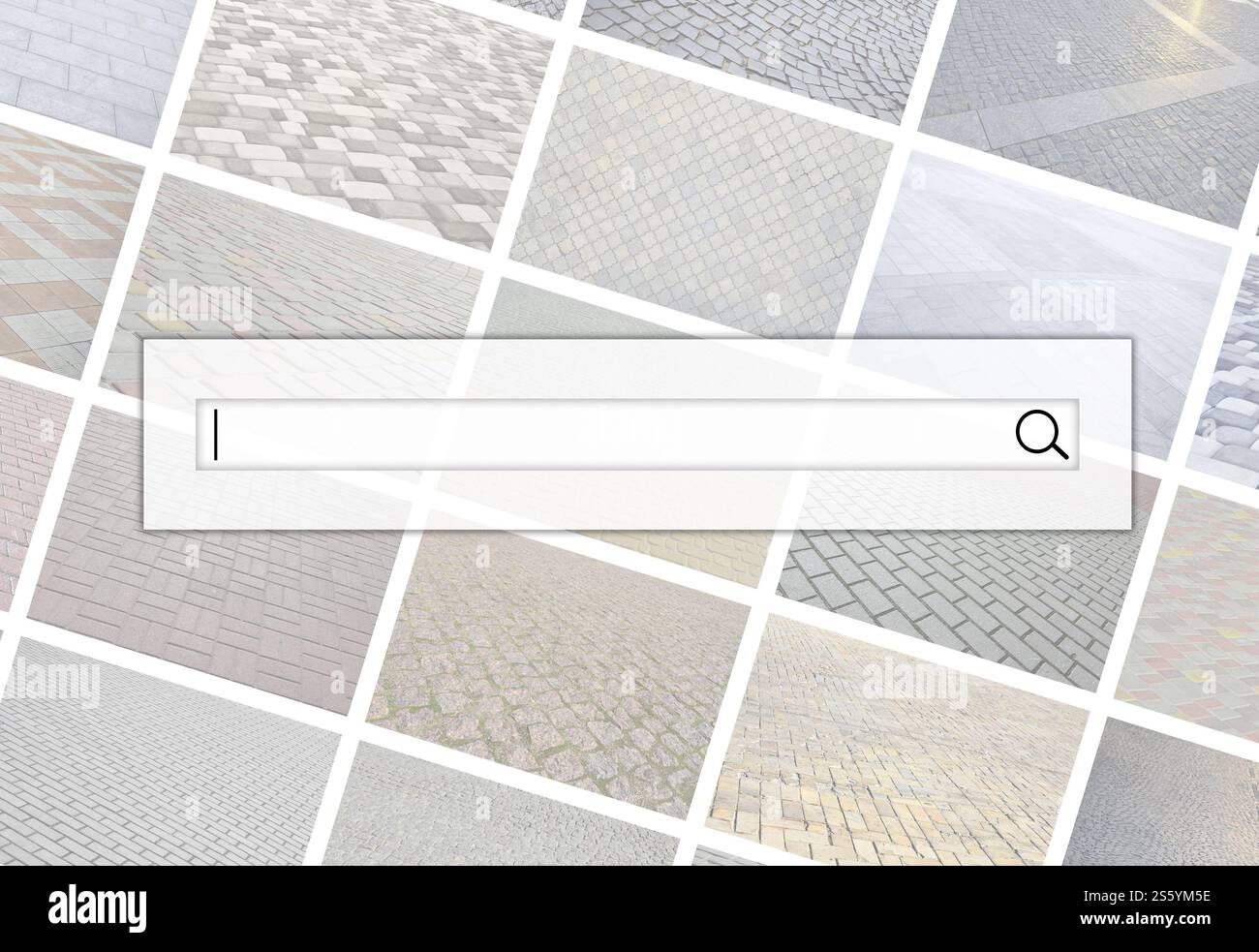 Visualization of the search bar on the background of a collage of many ...