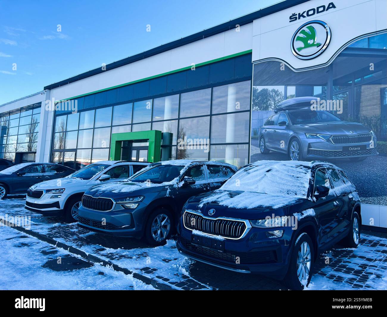 Kyiv, Ukraine - January 14, 2025: Modern car dealership displaying a ...