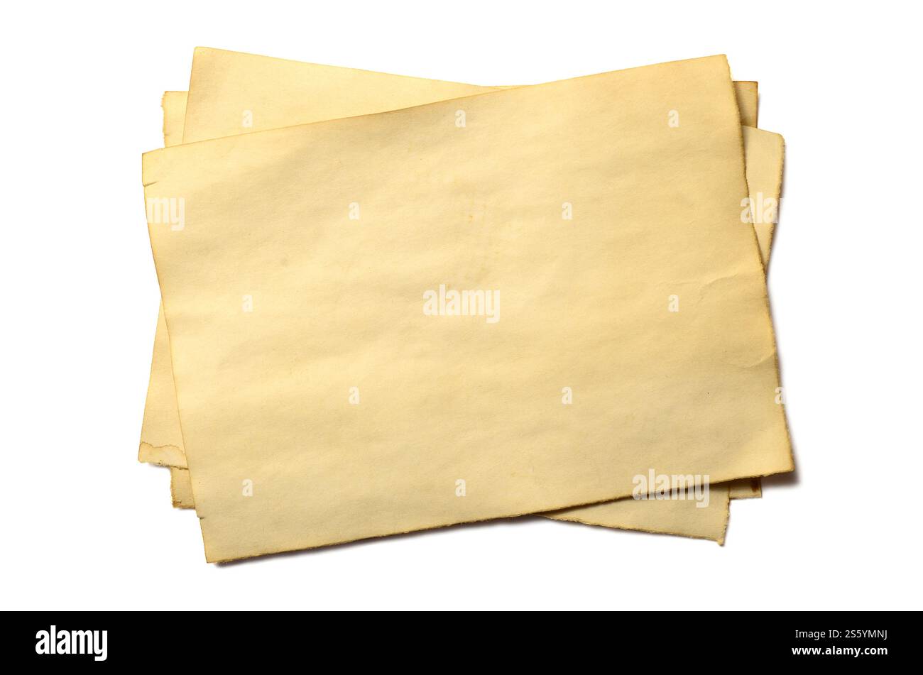 Few old blank pieces of antique vintage crumbling paper manuscript or ...