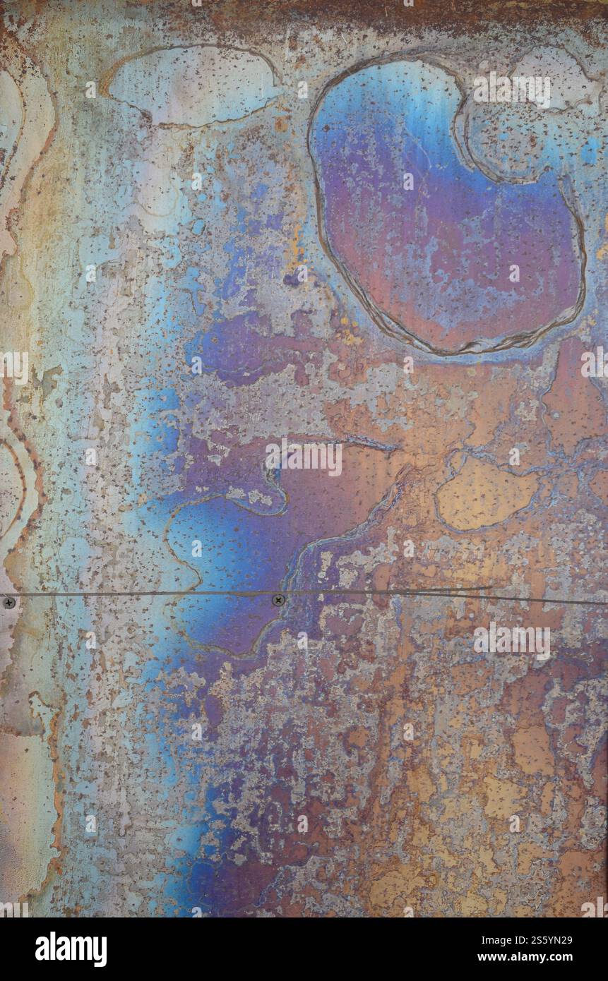 Abstract corrosion texture on the copper plated steel sheet. Random ...