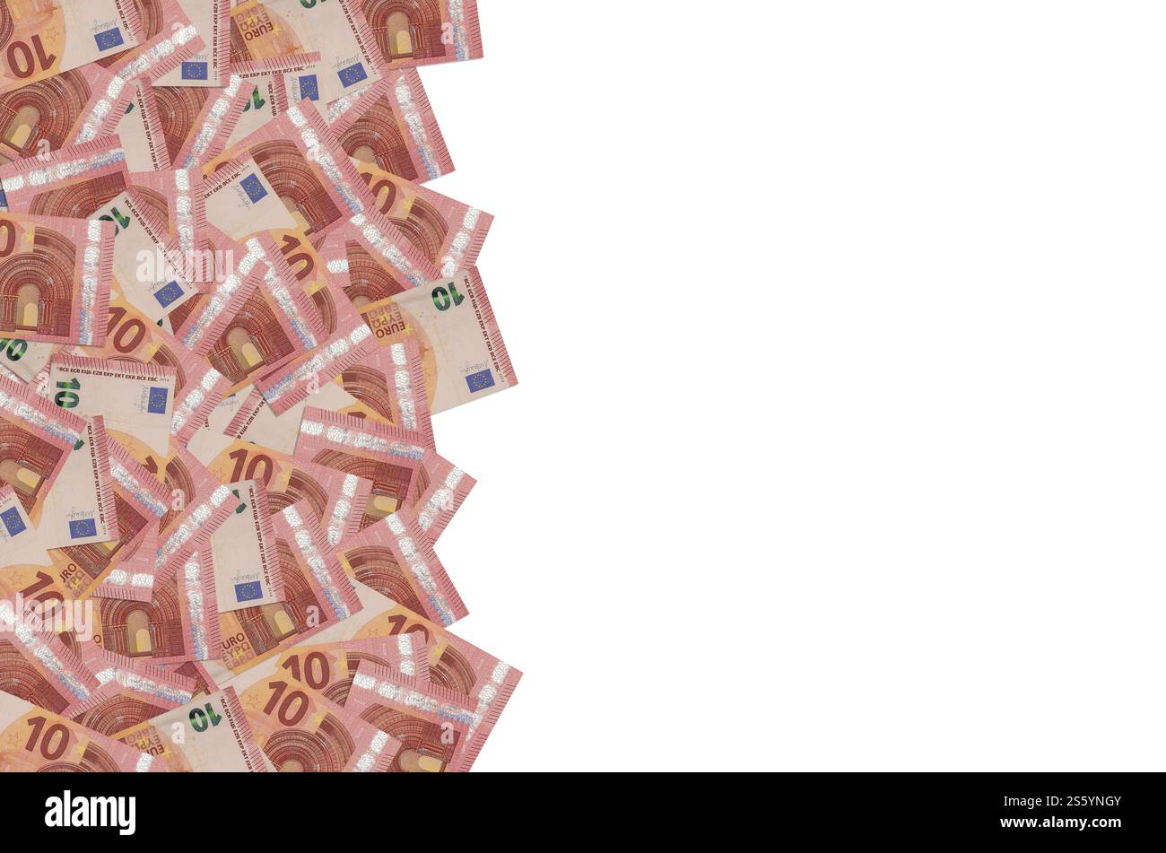 Pattern part of 10 euro banknote close-up with small red details ...