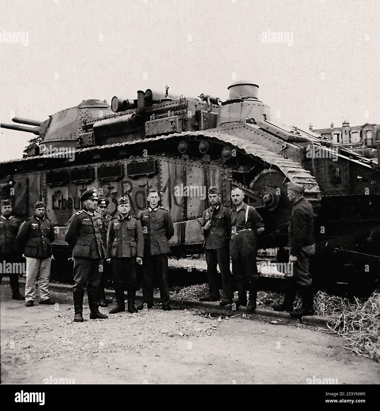 Crew of German soldiers on an armored vehicle - Char 2C - Historical ...