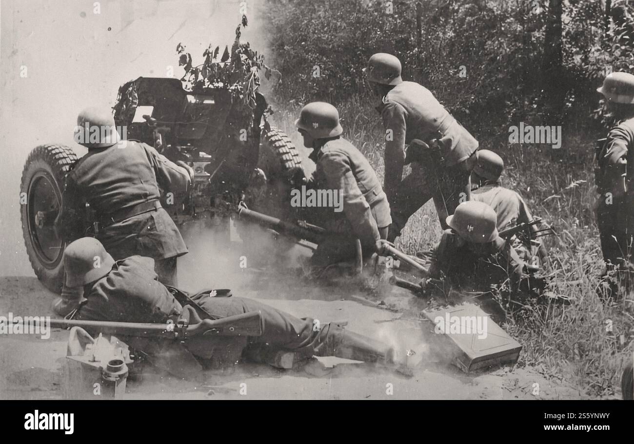 Crew of German soldiers with 37-mm anti-tank gun PaK 35 - 36 ...