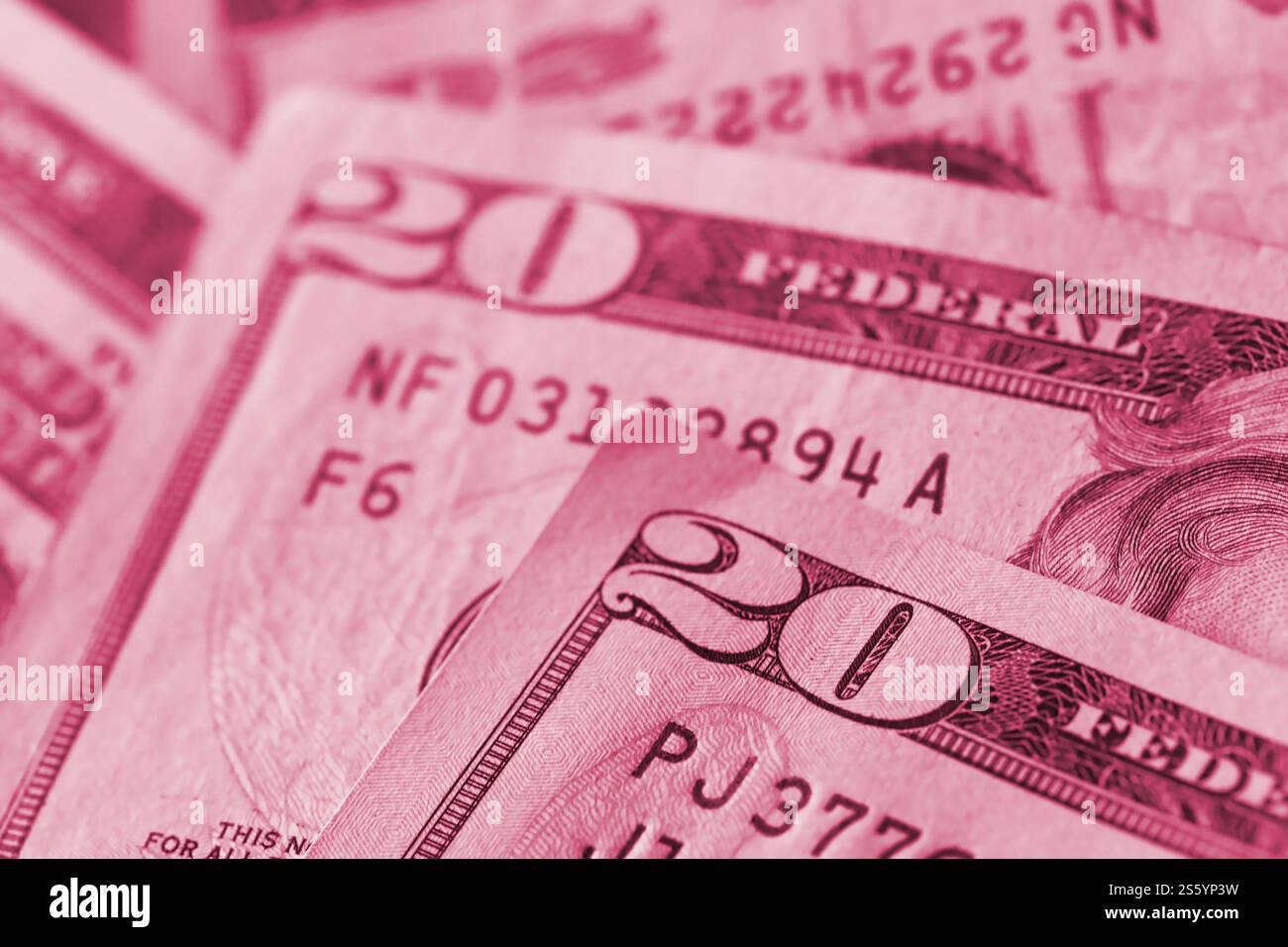 Big amount of old 20 dollar bills details on macro photography. Money ...