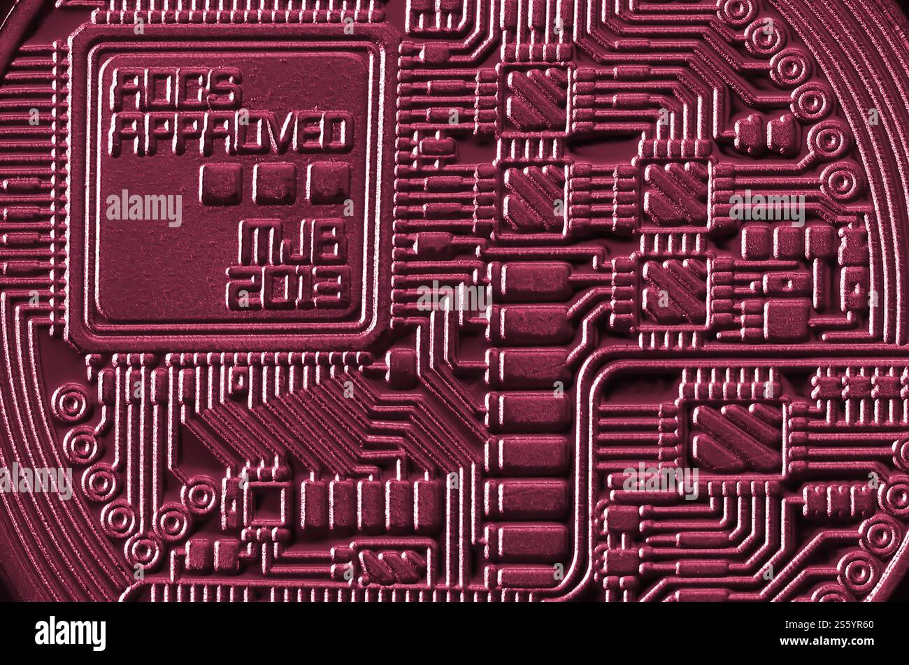 Macro photography of metal bitcoin. Close up shiny metal texture ...