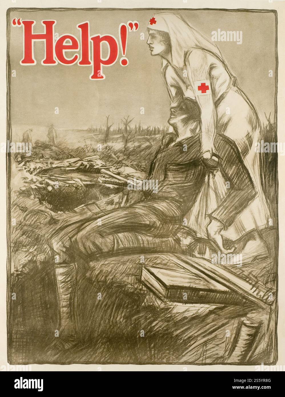 Help! - Red Cross propaganda, WWI era Stock Photo - Alamy