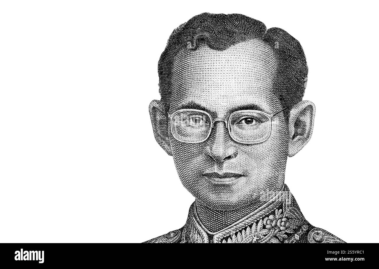 Portrait of King Bhumibol Adulyadej from 50 Baht Thailand money bill ...