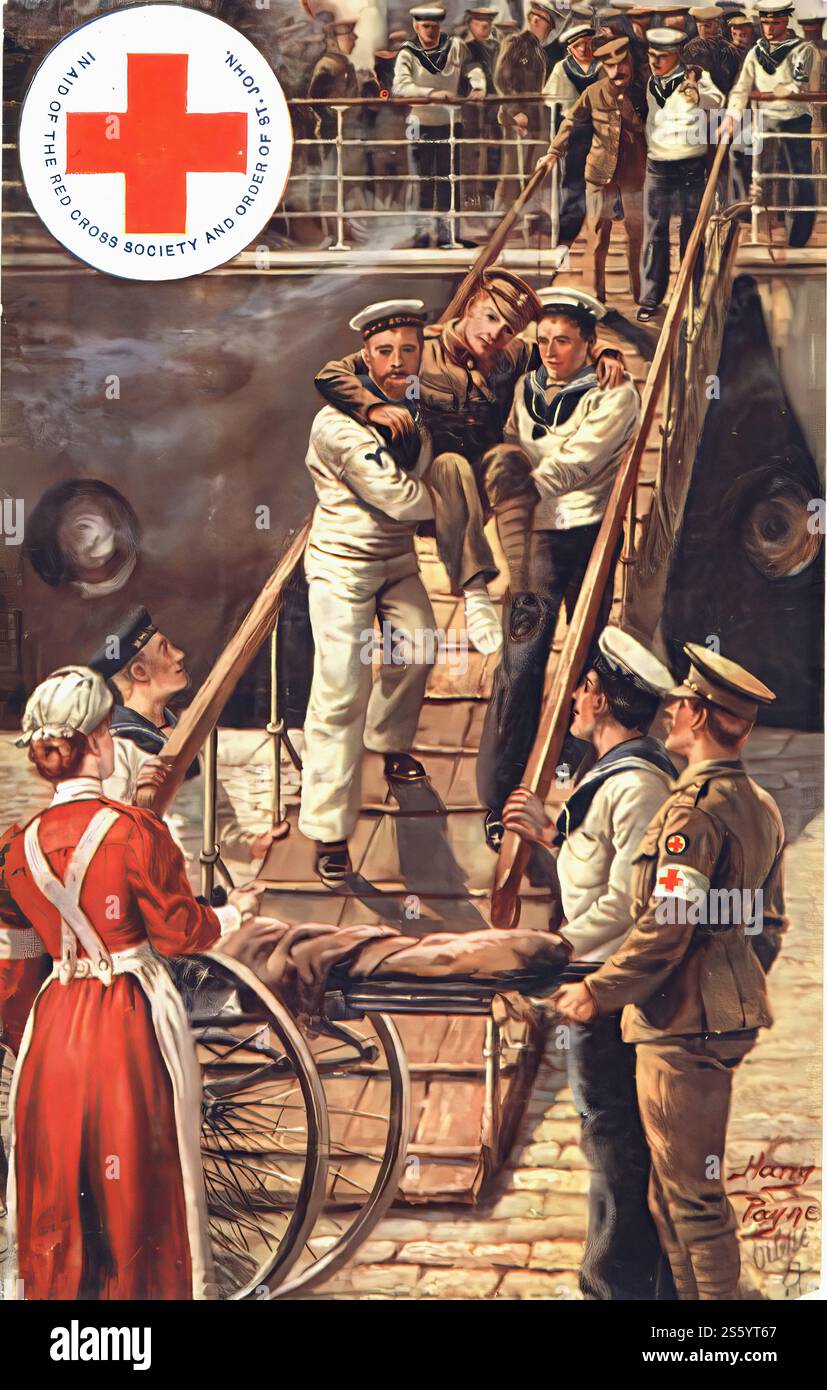 Medicine in Wartime - Wounded soldiers getting off the ship - Red Cross ...