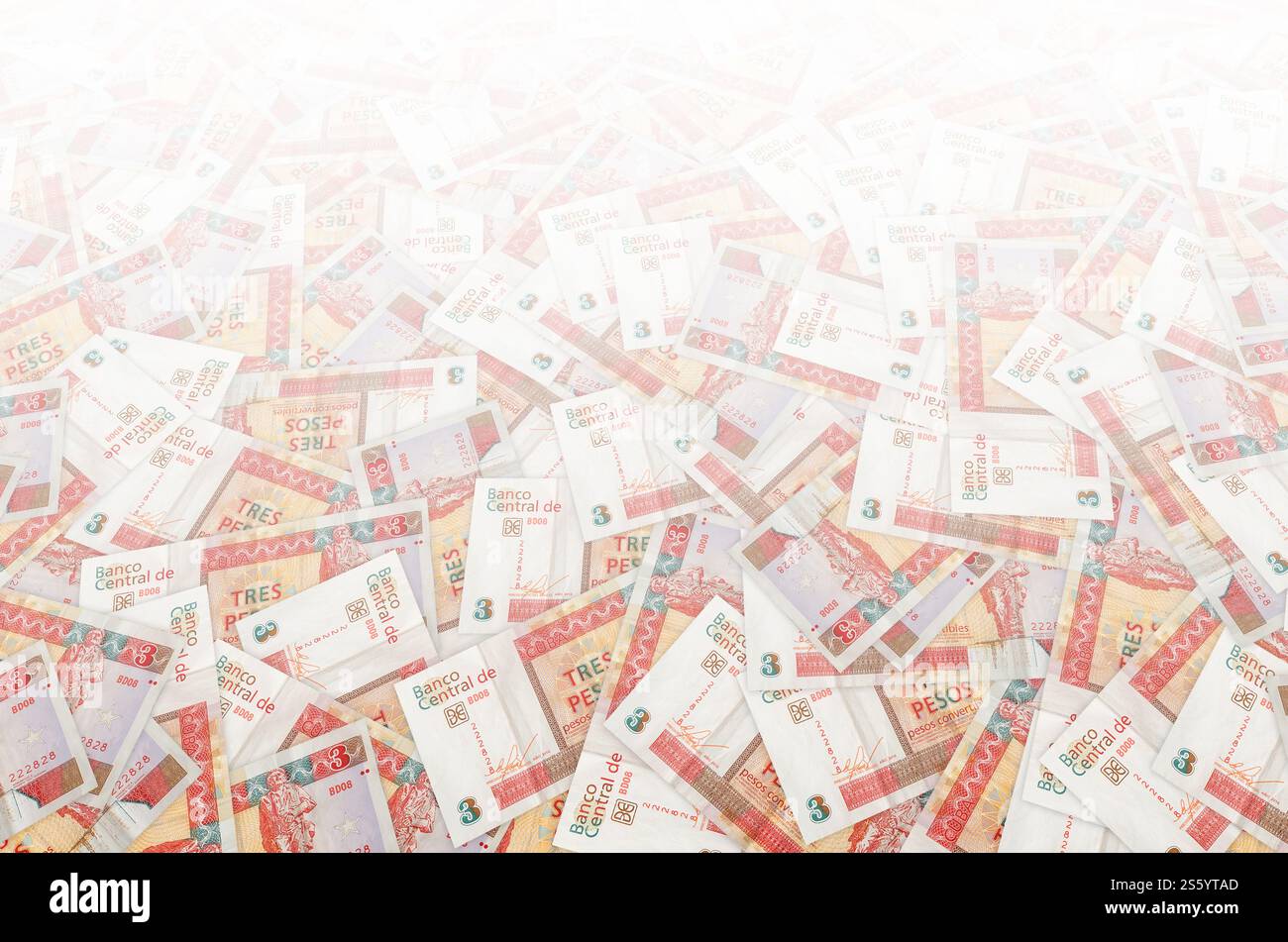 Che Guevara monument on cuban banknote of orange three pesos ...