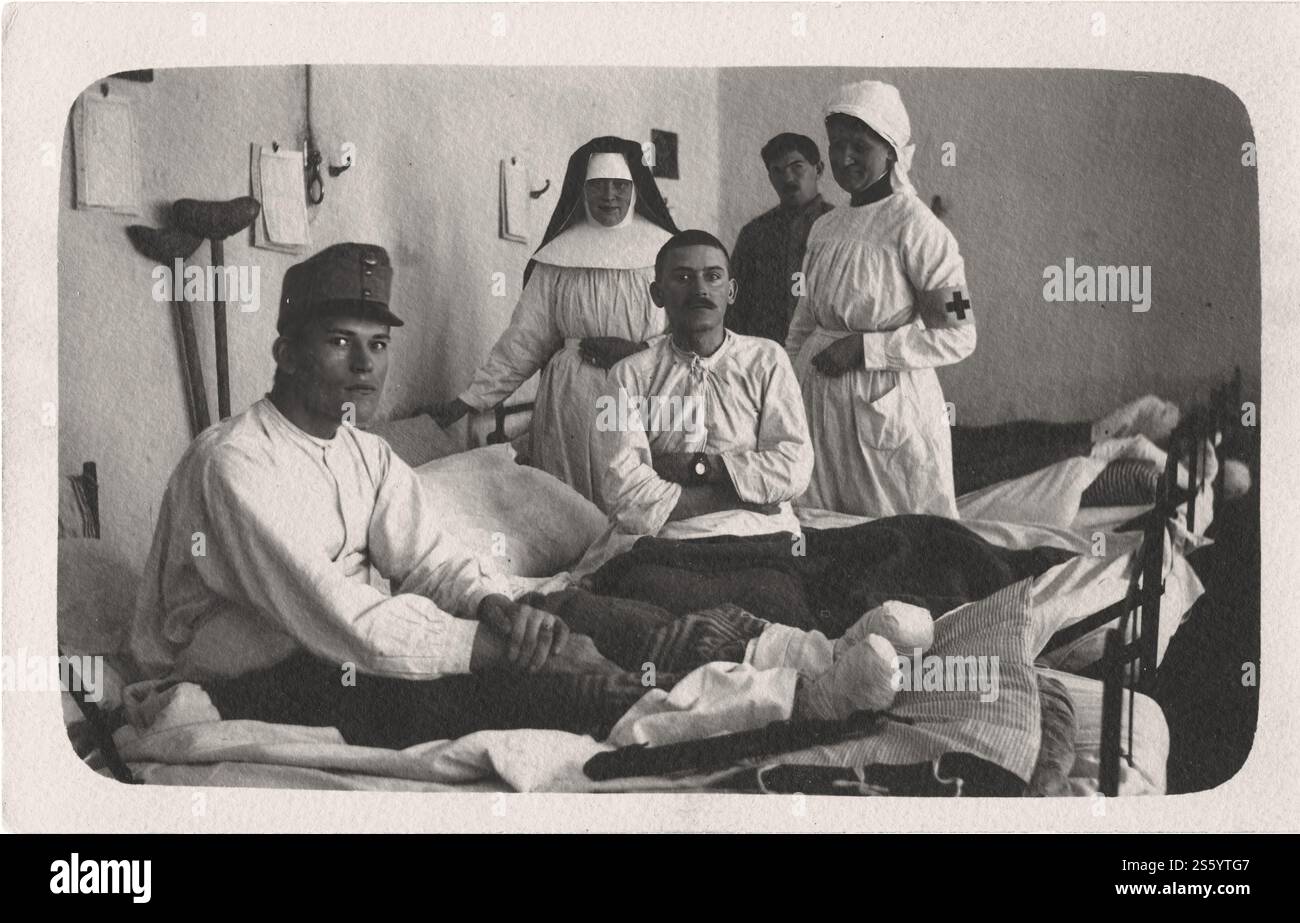Medicine in Wartime - Wounded soldiers and nurses in a hospital room ...