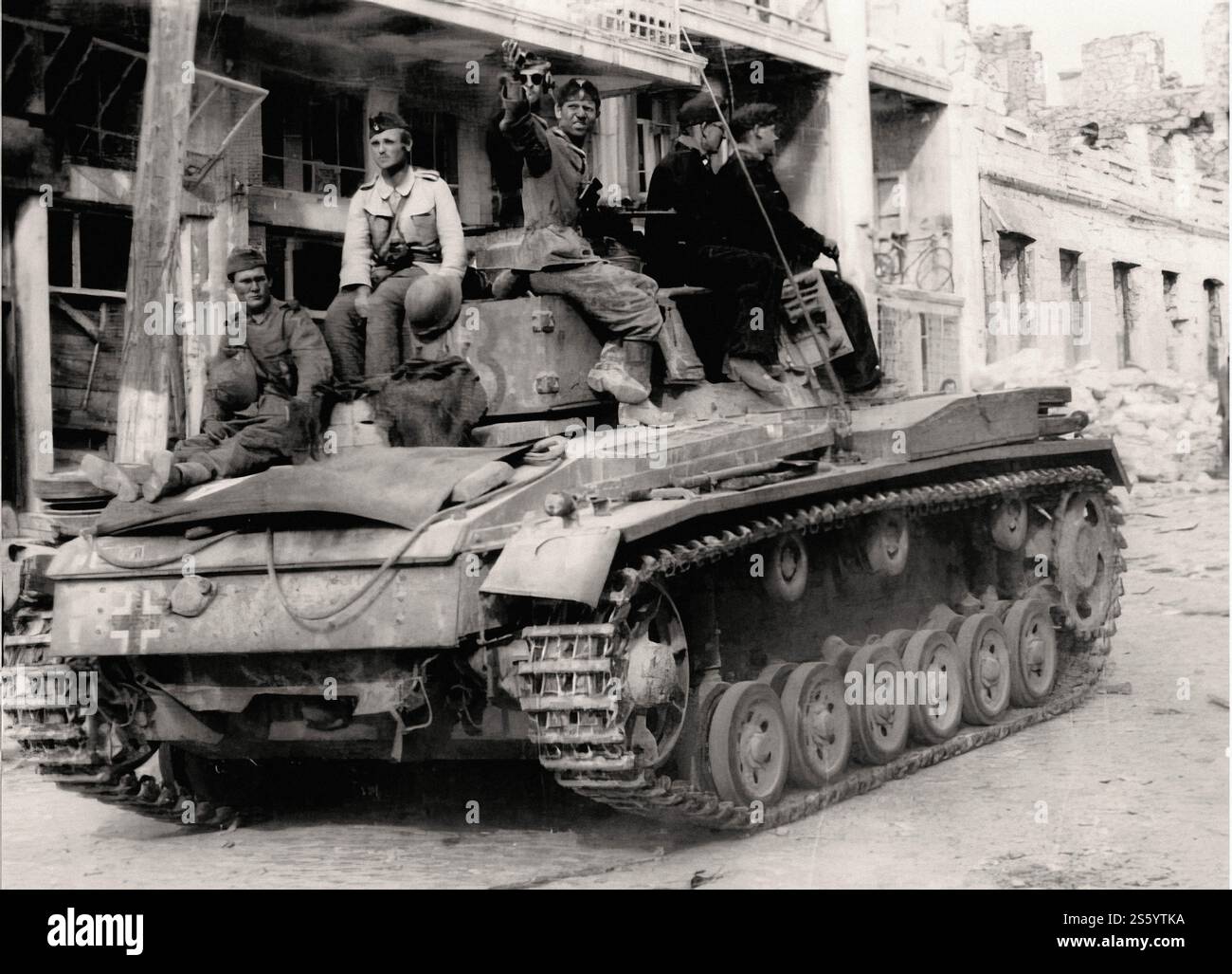 Crew of German soldiers on an armored vehicle - PzKpfw Ausf L 300th ...