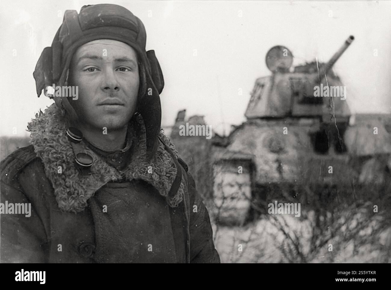 Russian T-34 tank driver. - Historical document, photographer unknow ...