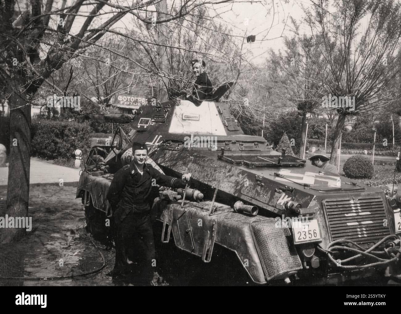 German soldiers Sd.Kfz. 231 schwerer Panzerspähwagen (2 cm KwK 30 L ...