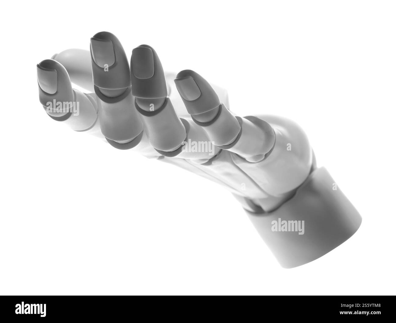 Artificial intelligence. Robot hand gesturing on white background Stock ...