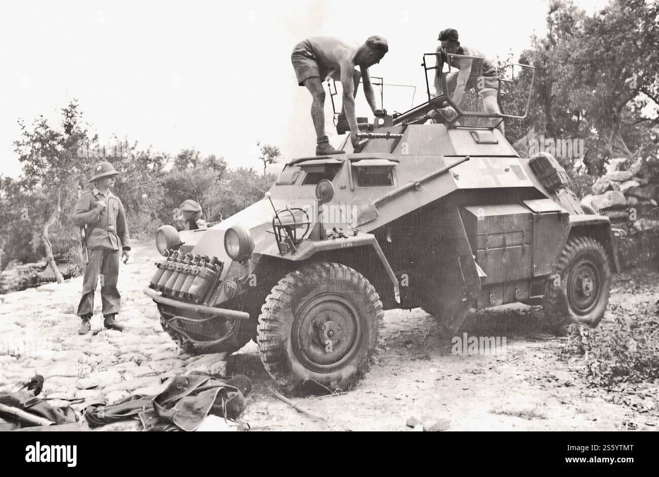 Crew of German soldiers on an armored vehicle - SdKfz 222 - Historical ...