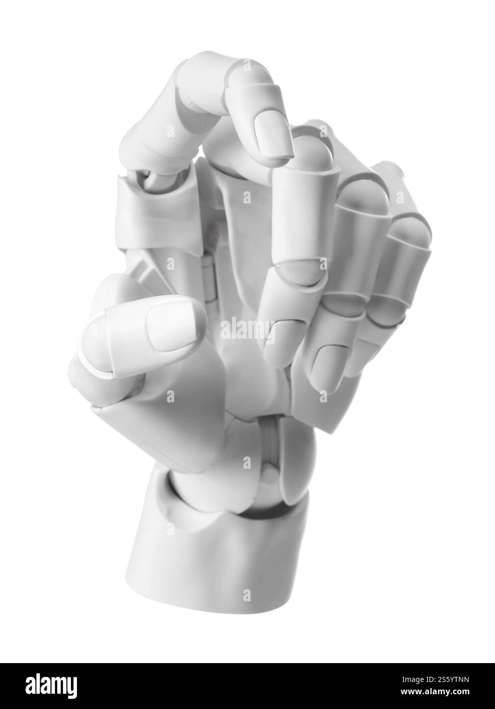 Artificial intelligence. Robot hand gesturing on white background Stock ...
