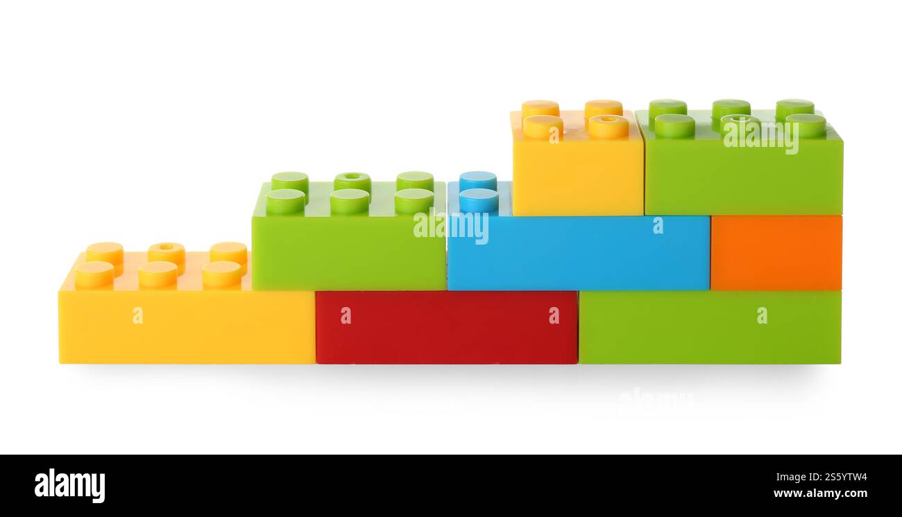 Construction toy. Figure made with building bricks isolated on white ...