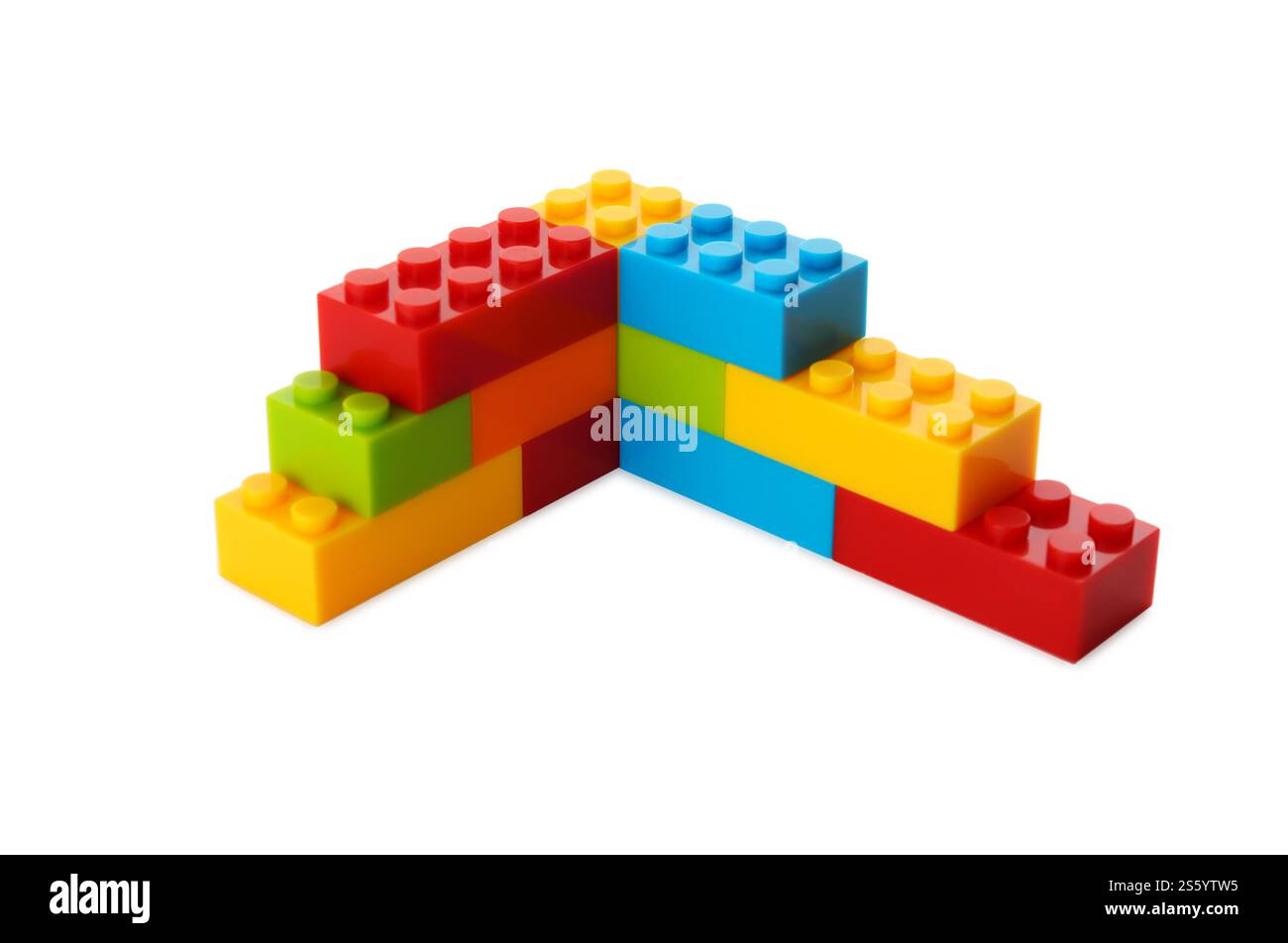 Construction toy. Figure made with building bricks isolated on white ...