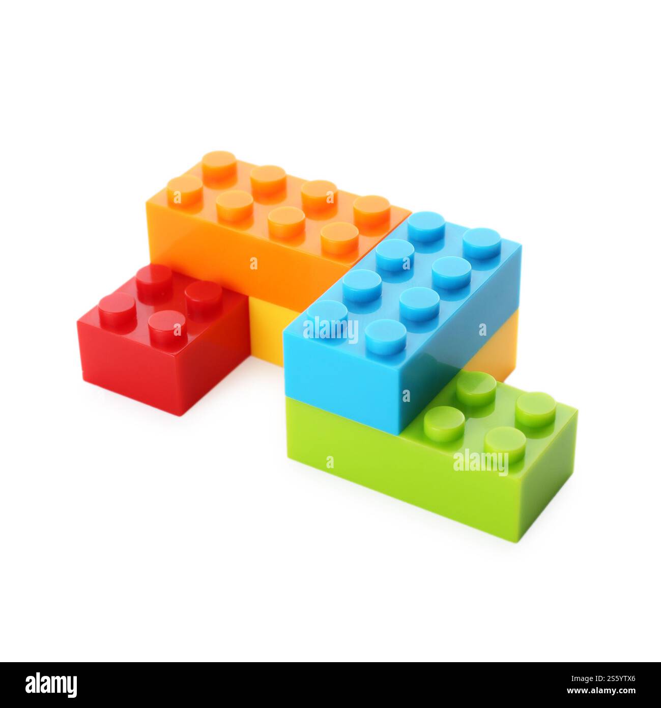 Construction toy. Figure made with building bricks isolated on white ...