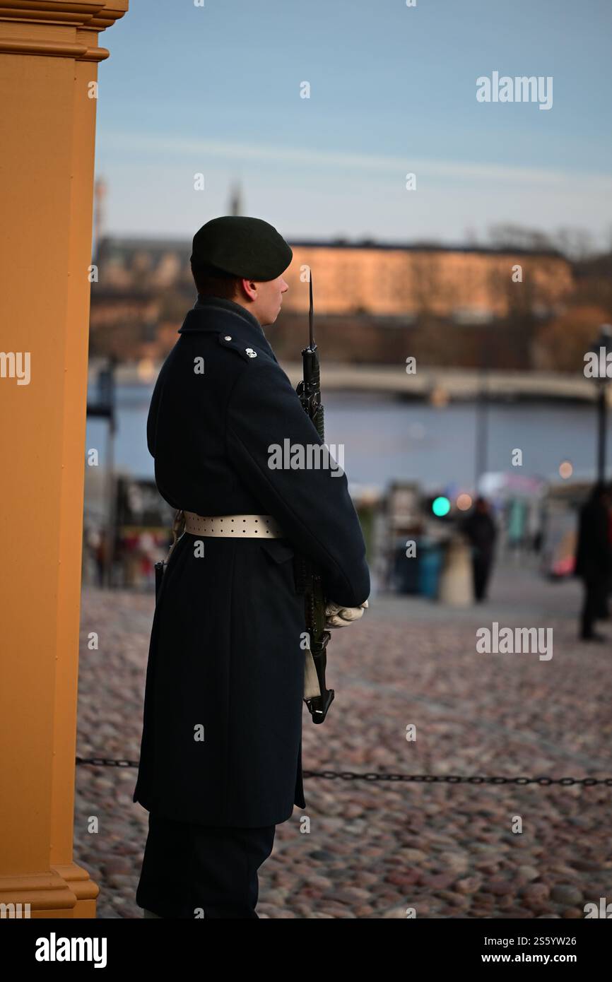 Stockholm, Uppland, Sweden. December 31 2024. Royal Guards Stock Photo ...