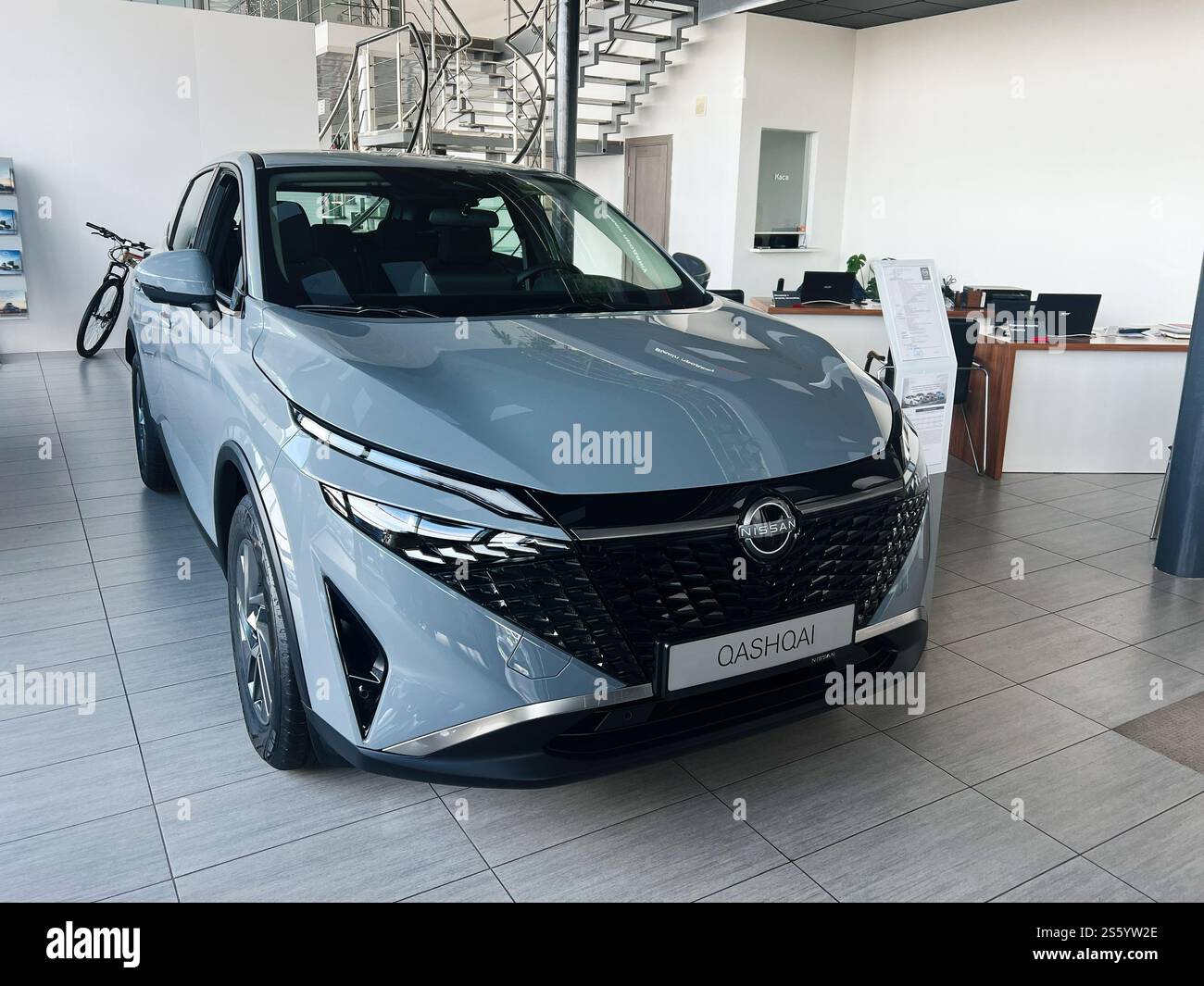Kyiv, Ukraine - January 14, 2025: Stylish and sleek grey Nissan Qashqai ...