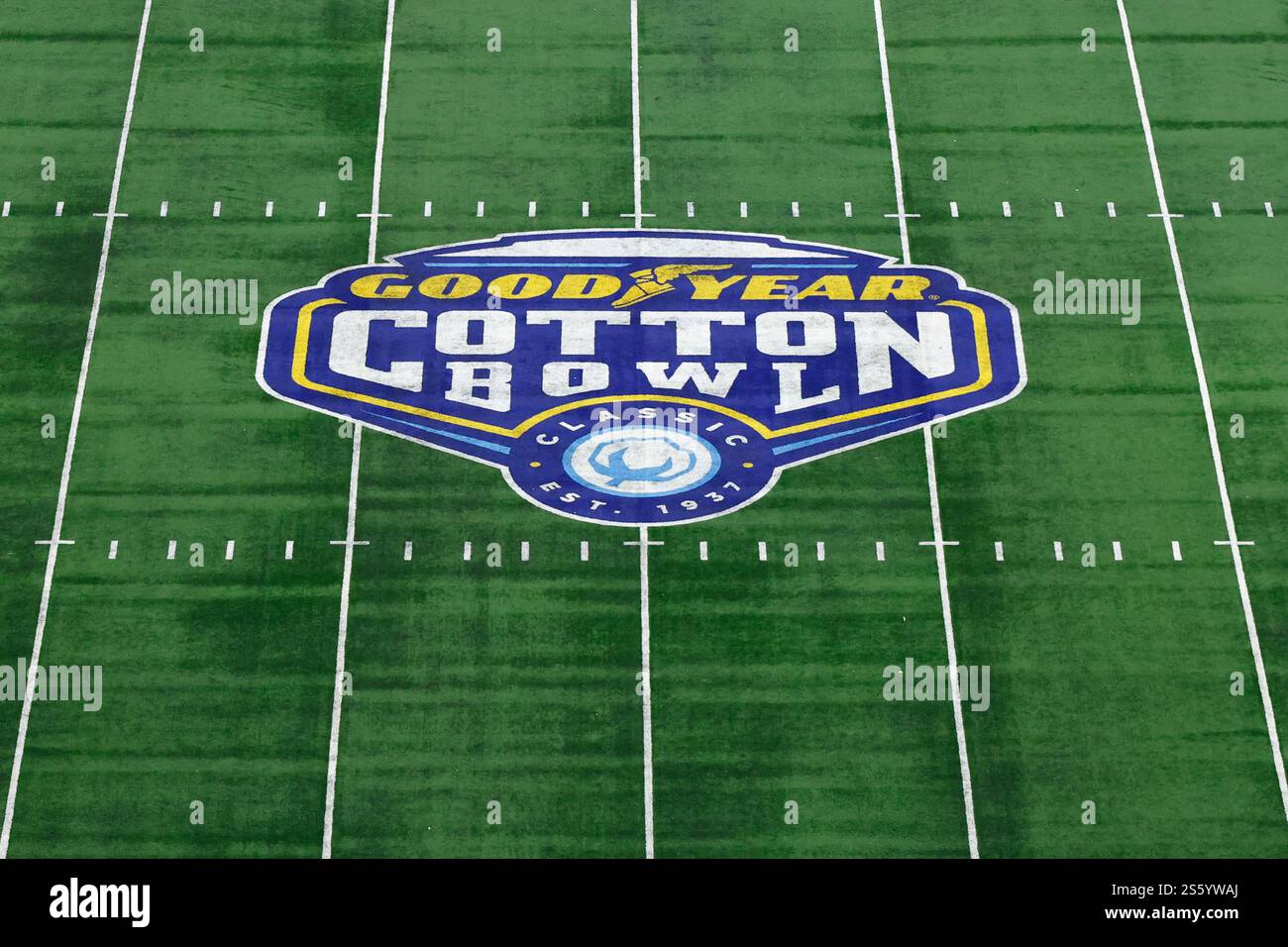 A general view of the midfield logo from the upper level during the ...