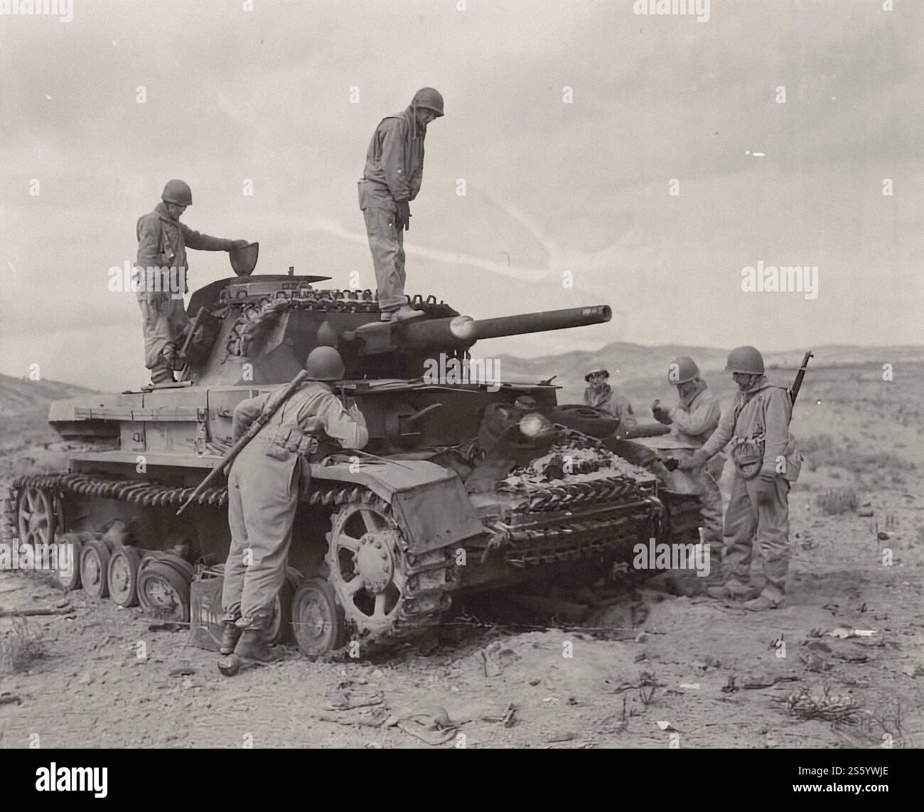 A German Mark IV tank knocked out by American artillery - Historical ...
