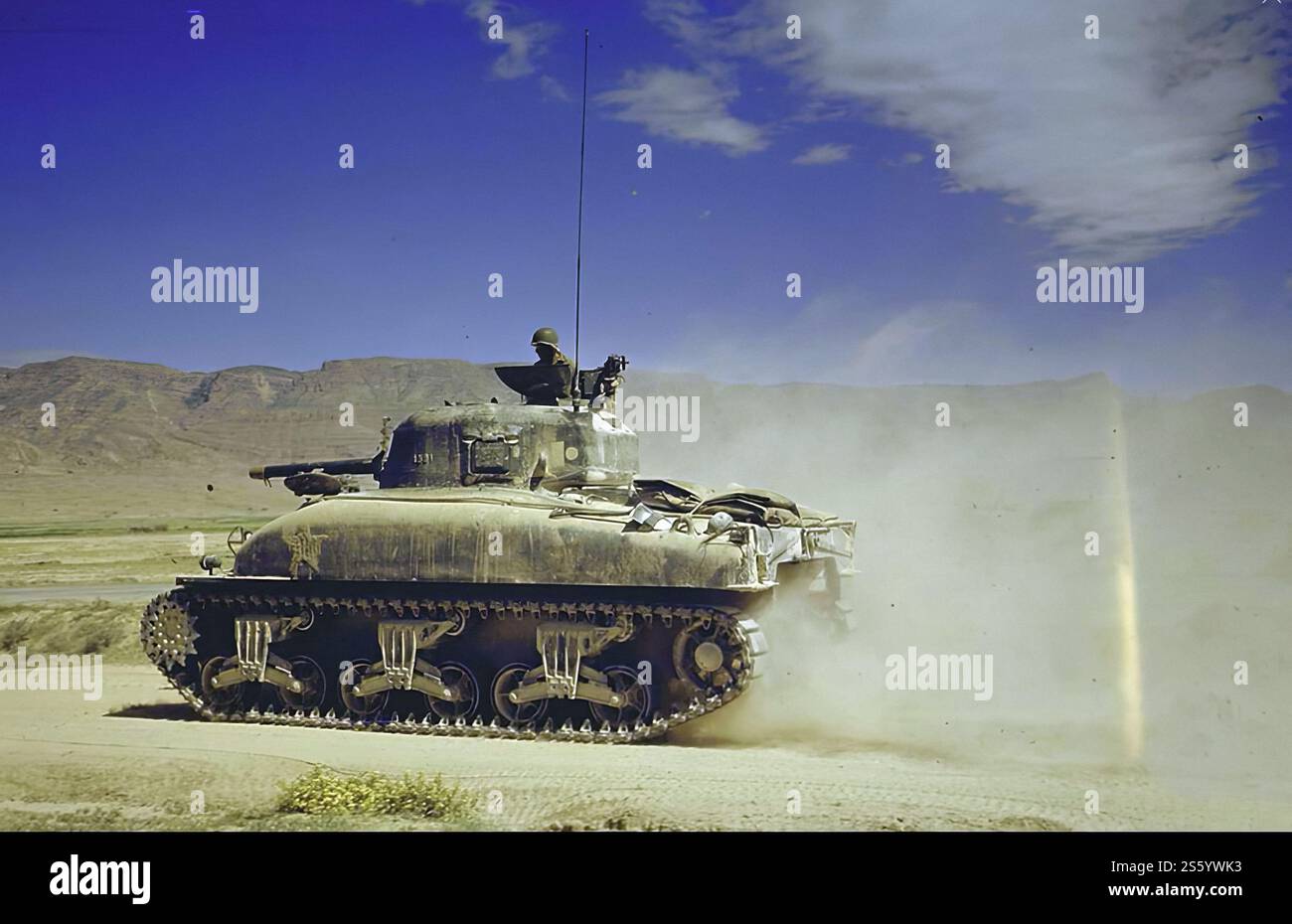 American tank M4A2 - Sherman - in North Africa. 1943. Color photography ...