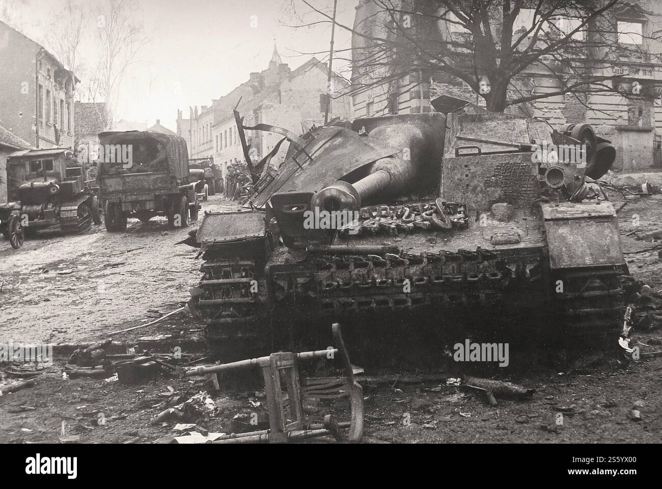 Destroyed German assault gun StuG IV in the streets of Allenstein (now ...