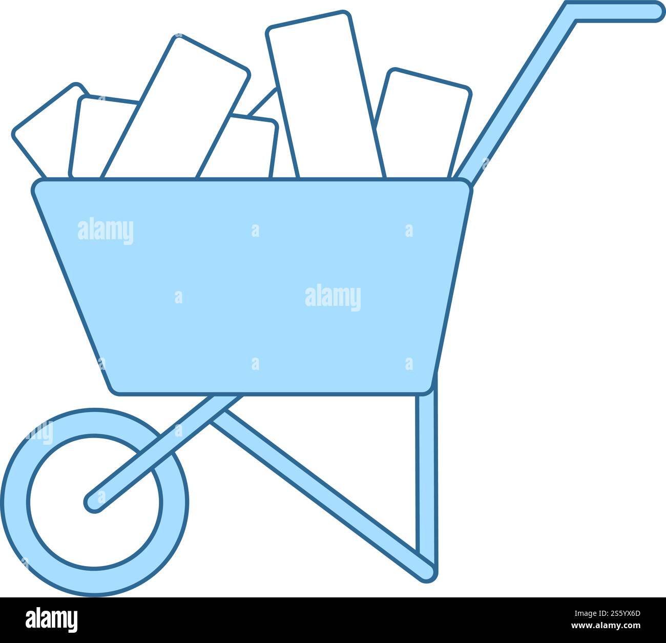 Icon Of Construction Cart. Thin Line With Blue Fill Design. Vector ...