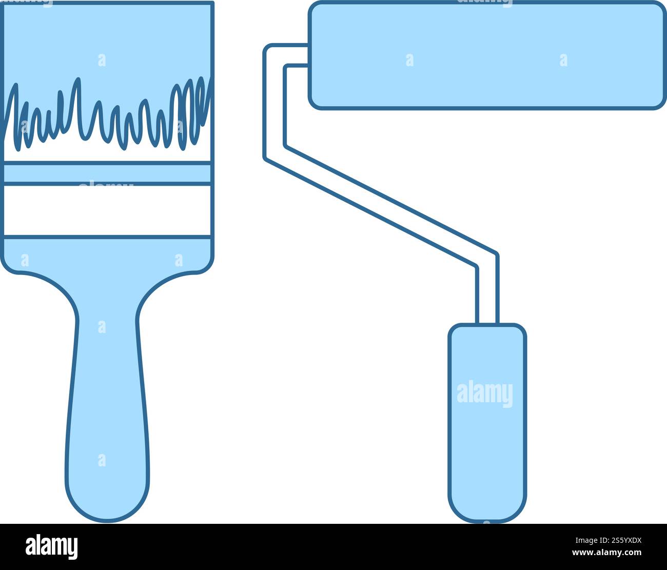 Icon Of Construction Paint Brushes. Thin Line With Blue Fill Design ...