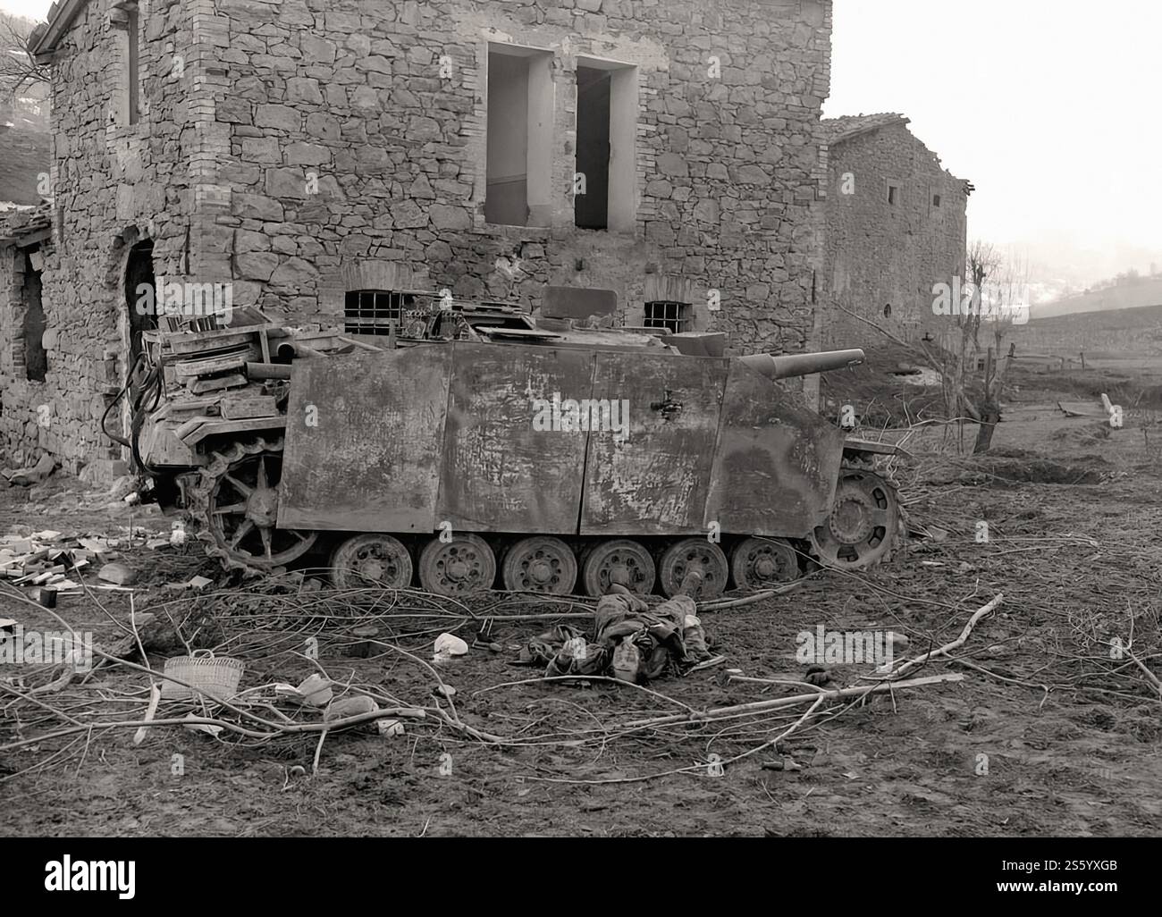 Abandoned german self-propelled howitzer StuH 42 Ausf.G (L - 28) and ...