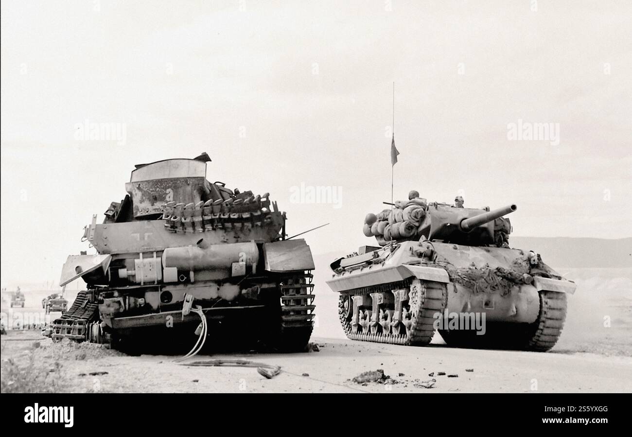 American M10 - Wolverine - passes a destroyed tank Pz.IV. Tunis, April ...