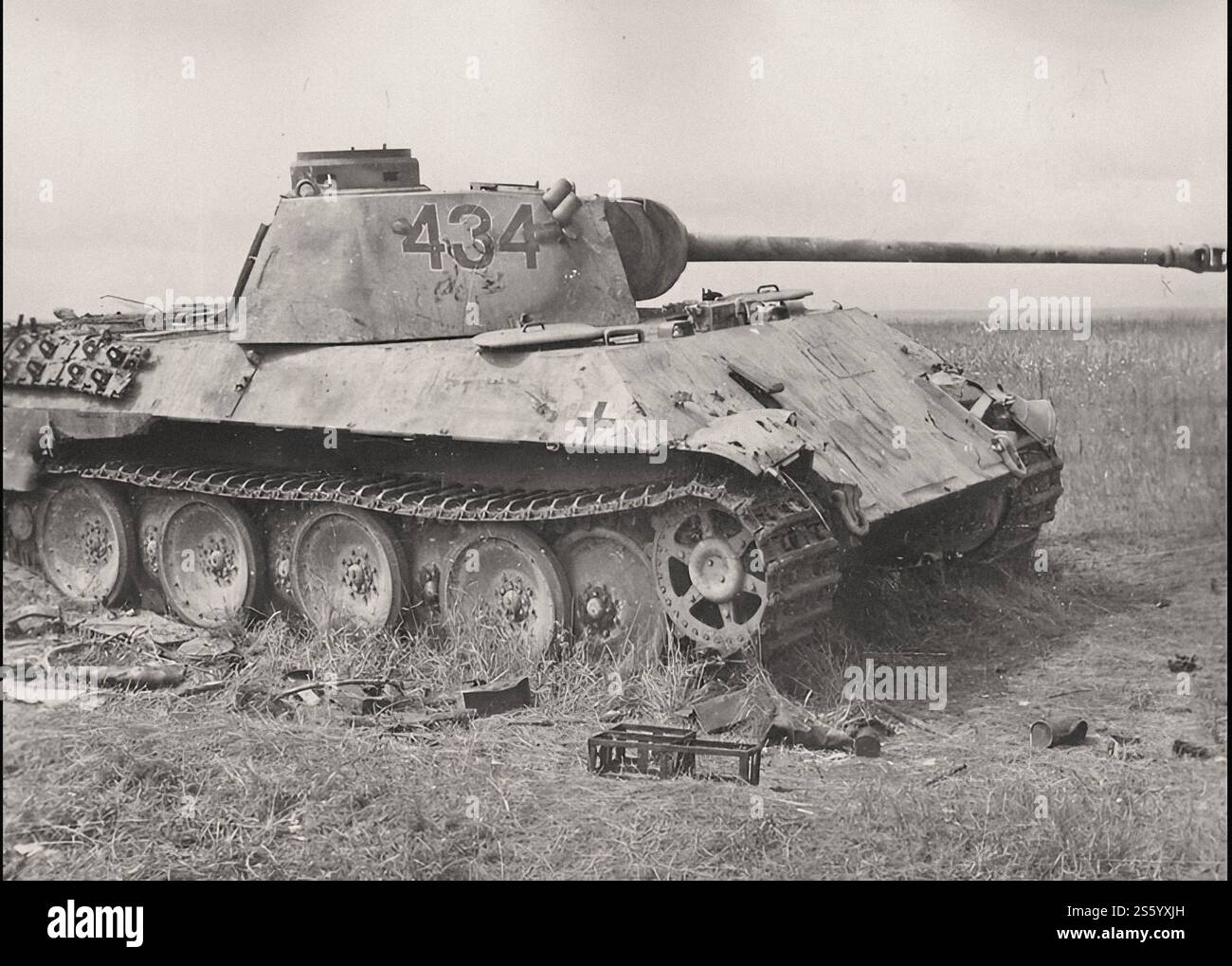 Destroyed German tank - Panther - № 434. - Historical document ...