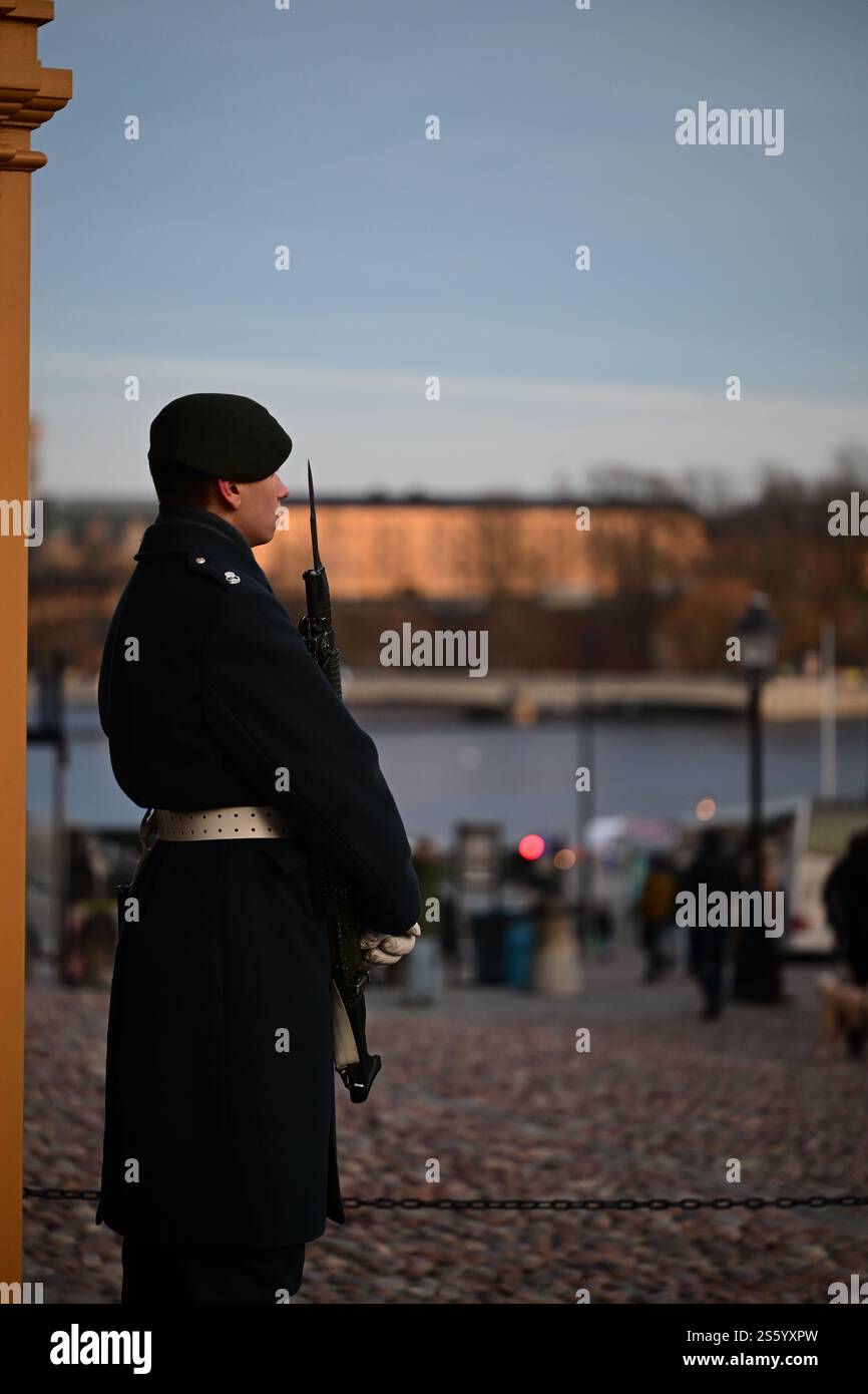 Stockholm, Uppland, Sweden. December 31 2024. Royal Guards Stock Photo ...