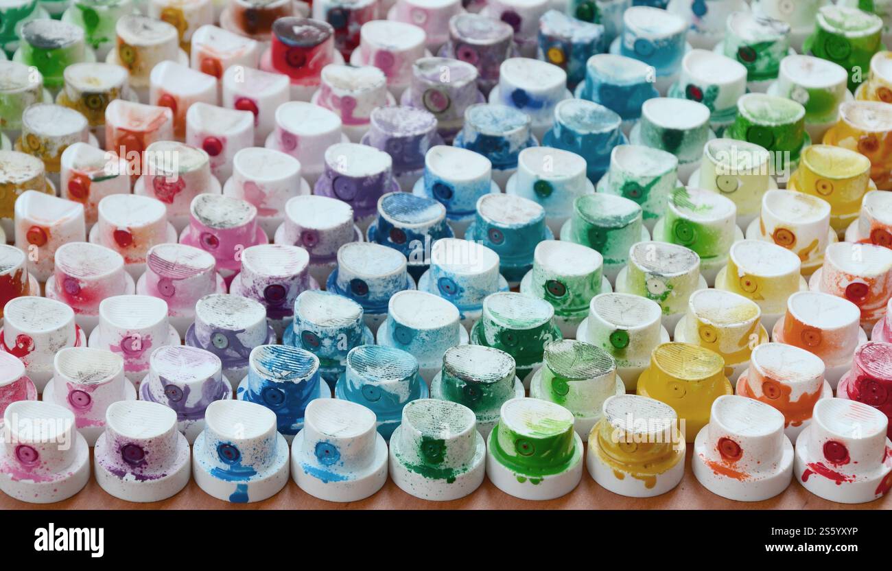 A pattern from a many nozzles from a paint sprayer for drawing graffiti ...