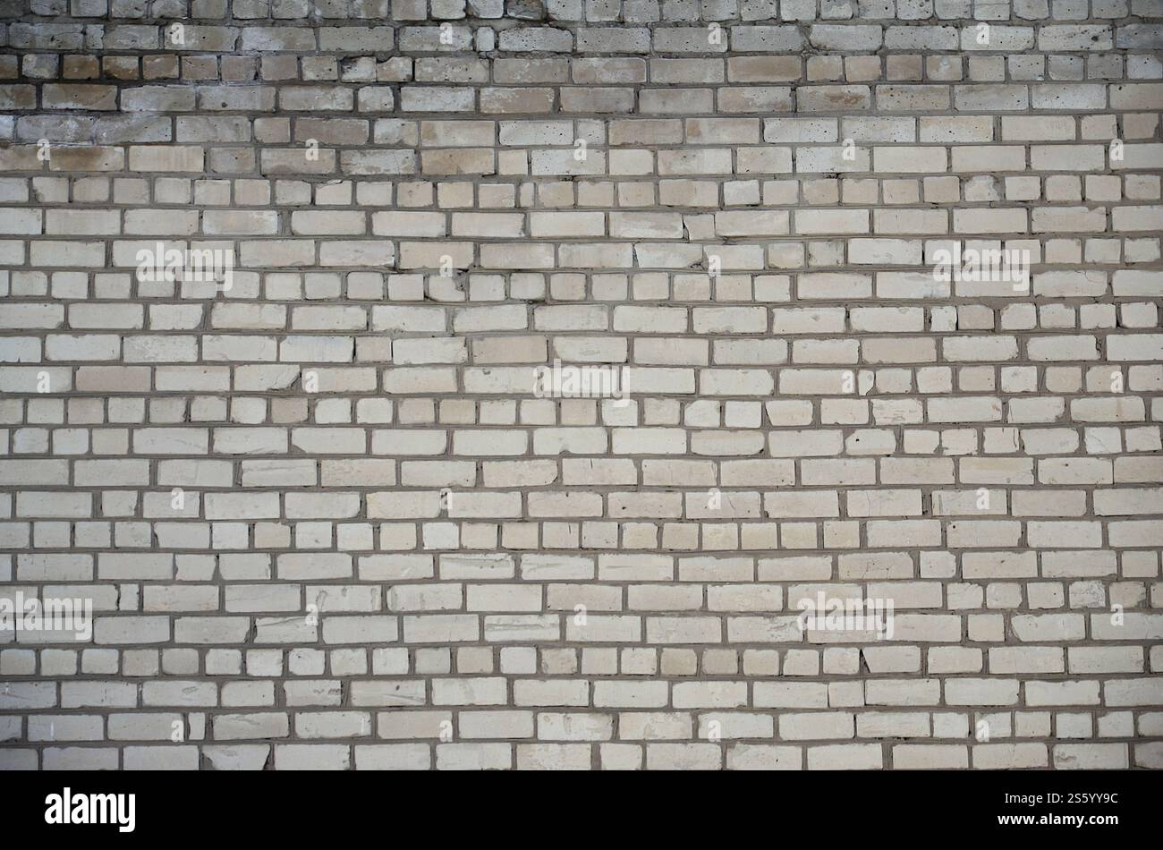 Weathered stained old white brick wall background. Texture of an old ...