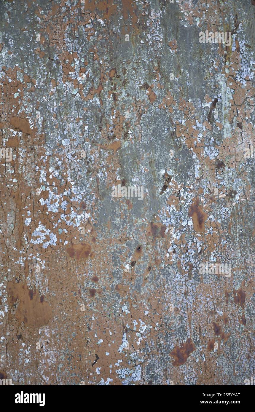 Rusty metal texture with scratched surface. Old painted metal wall with peeling paint. Texture ...
