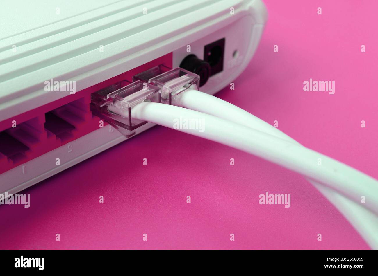 The Internet cable plugs are connected to the Internet router, which ...