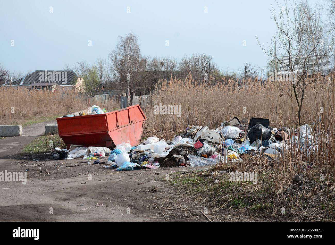 The garbage can is packed with garbage and waste. Untimely removal of ...