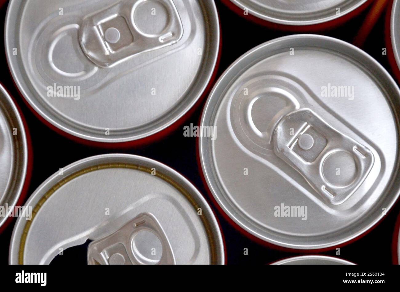 Many cans of soda soft drink, lemonade, cola, beer or energy drink ...