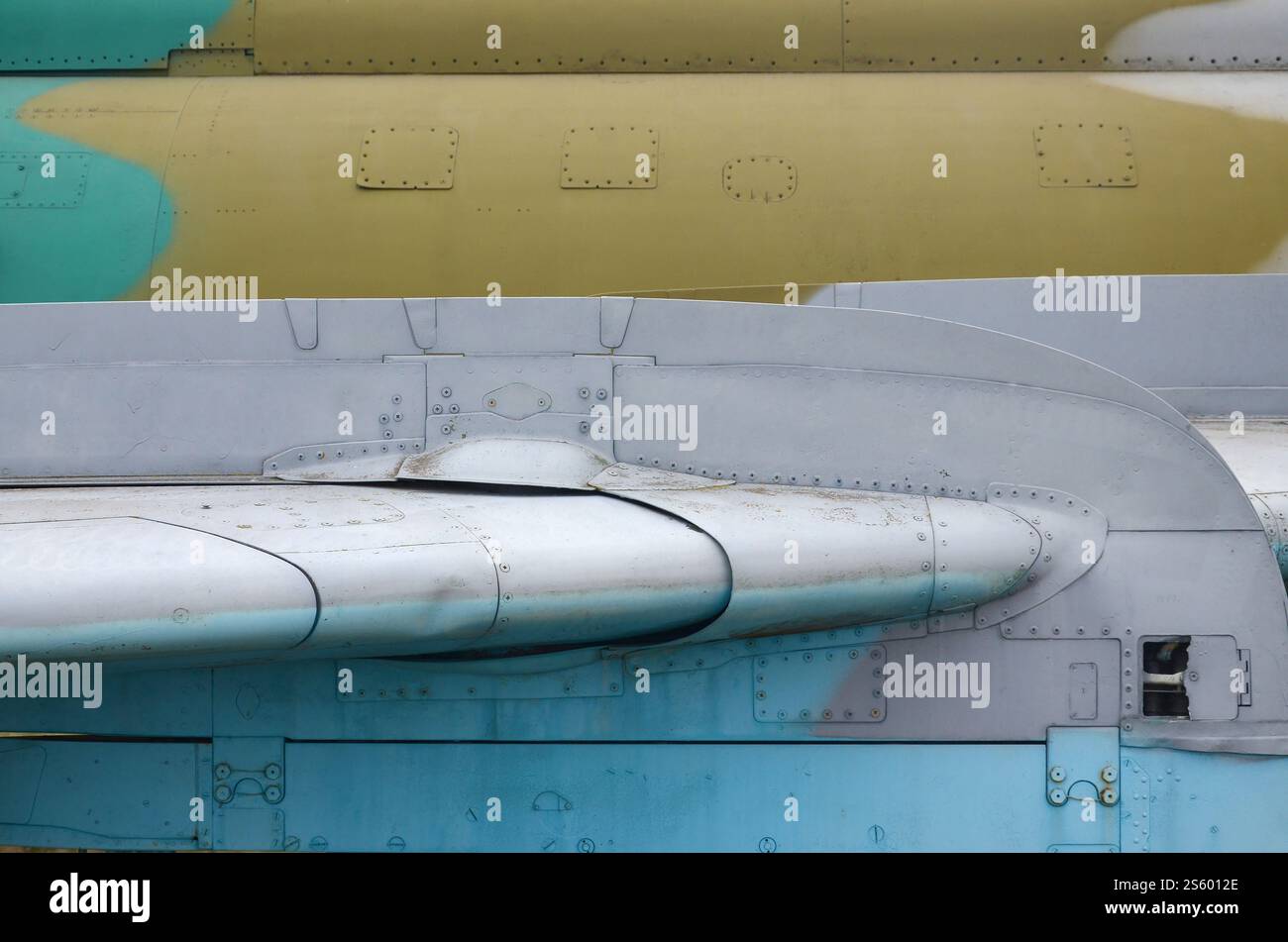 Dirty detailed texture of old fighter aircraft body painted in ...