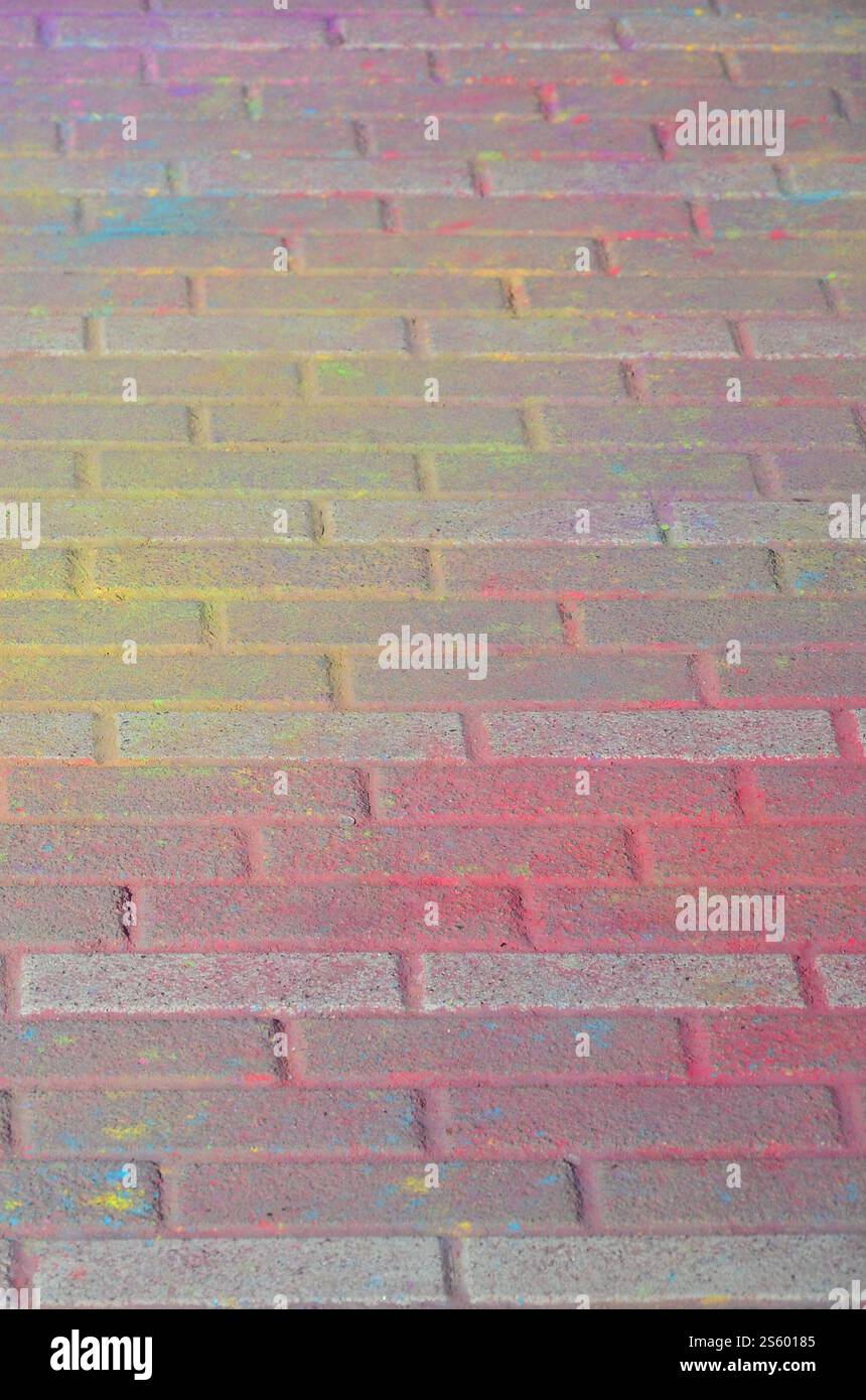 Multi colored earth, paving slabs, powder coated with dry colors at the ...