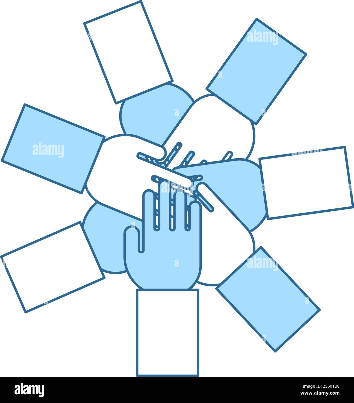 Unity And Teamwork Icon. Thin Line With Blue Fill Design. Vector ...