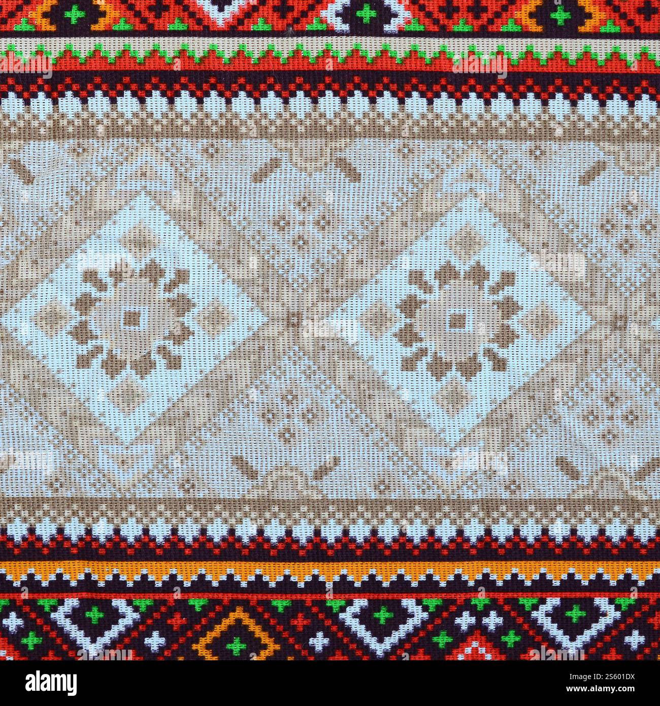 Traditional Ukrainian folk art knitted embroidery pattern on textile ...