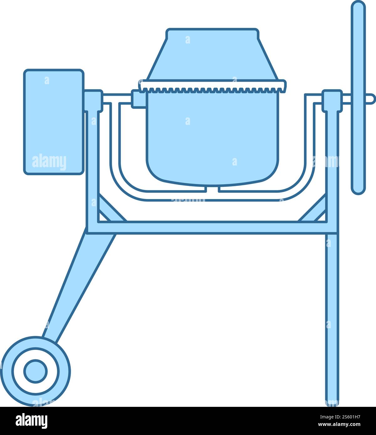 Icon Of Concrete Mixer. Thin Line With Blue Fill Design. Vector ...