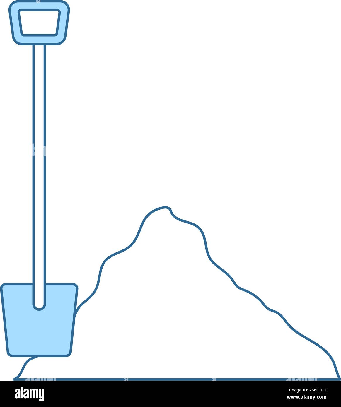 Icon Of Construction Shovel And Sand. Thin Line With Blue Fill Design ...